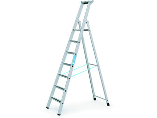 Zarges scara cu platform cu urcare numai la o parte 7 trepte | Inaltime ...