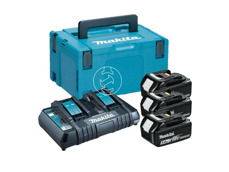 Makita BL1850B 5,0 Ah akkumulátor (3db) + DC18RD töltő + Makpac szett ...